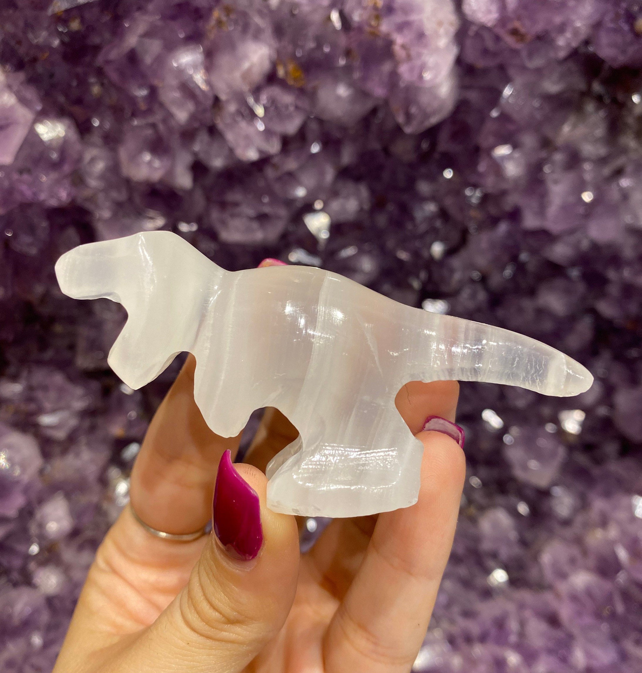 One Small White Onyx T-rex Carving, T-rex Carving, White Onyx Dinosaur ...