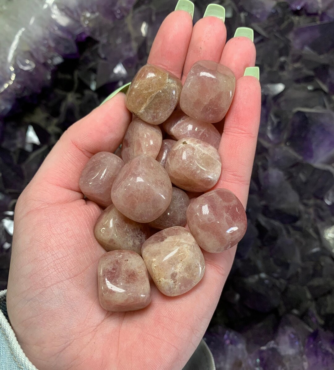One Strawberry Quartz Tumbled Stone, Strawberry Quartz Polished Crystal ...