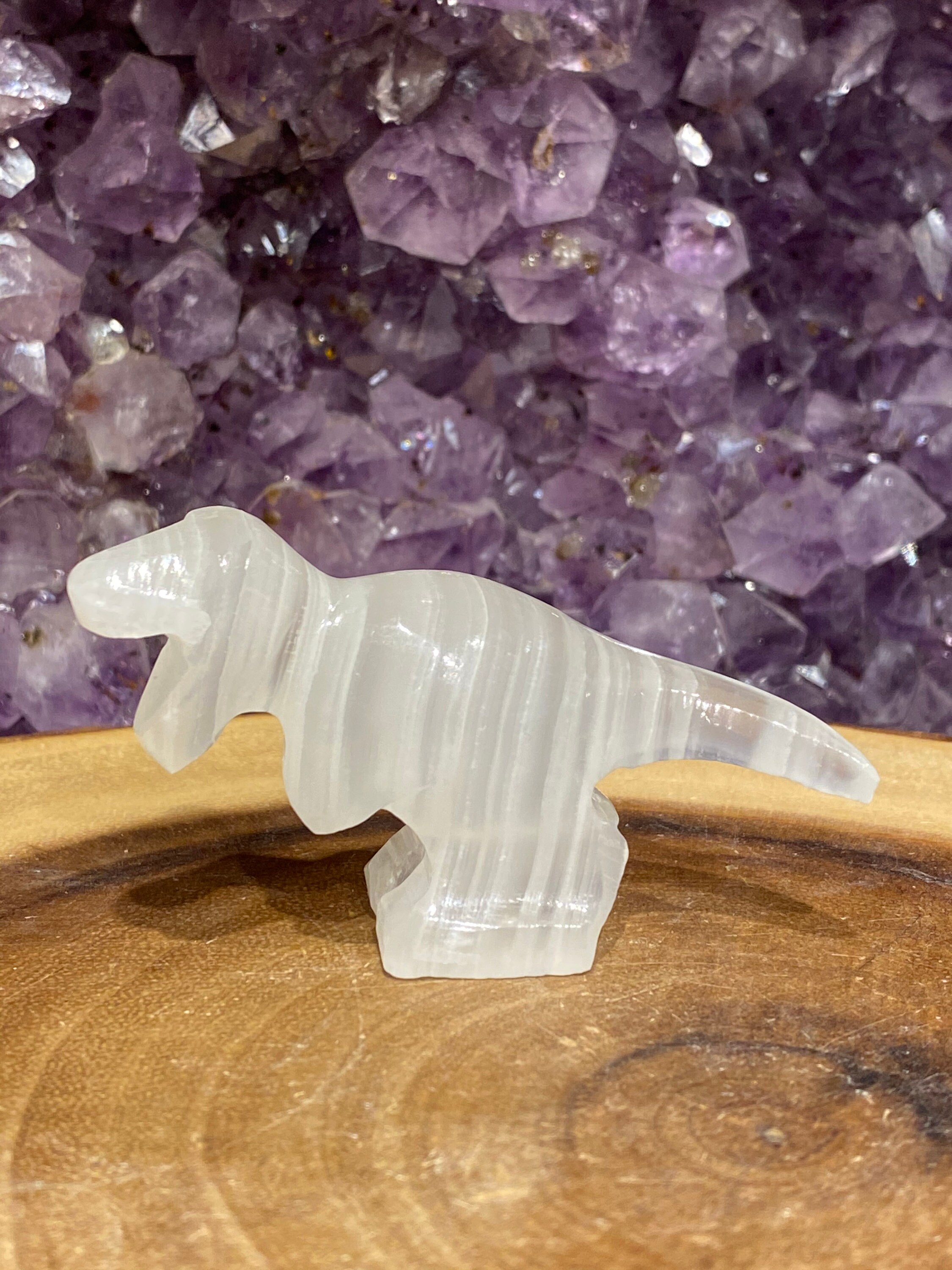 One Small White Onyx T-rex Carving, T-rex Carving, White Onyx Dinosaur ...