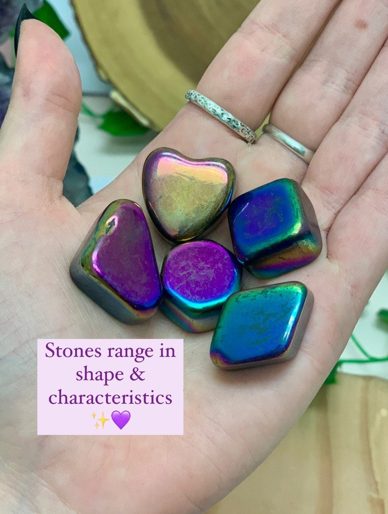 One Aura Hematite Tumbled Stone Rainbow Aura Hematite - Etsy