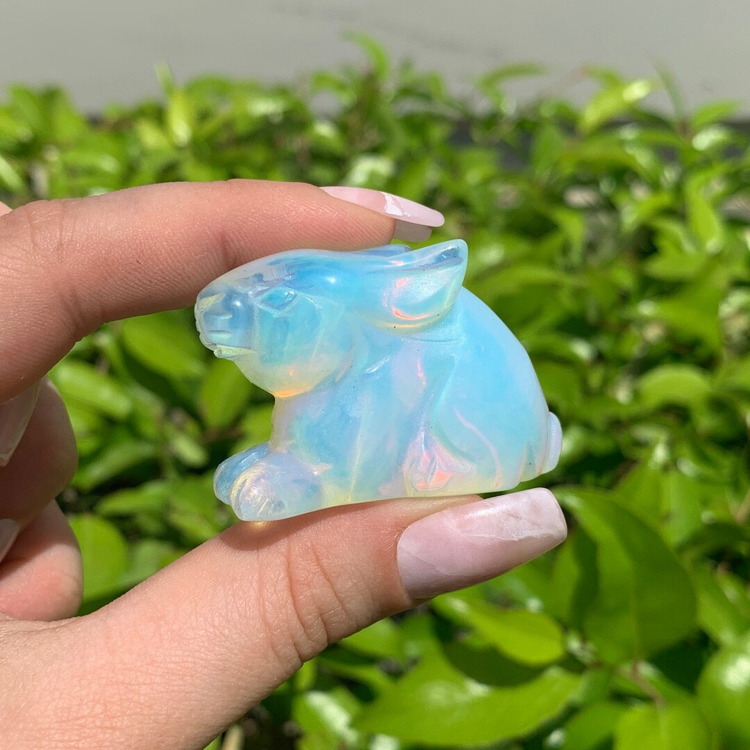 Opalite Rabbit Stone Carving, Opalite Stone, Rabbit Carving, Stone ...