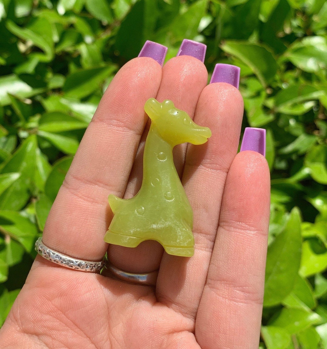 Mini Serpentine Giraffe, Crystal Carving, Green Giraffe Figurine ...