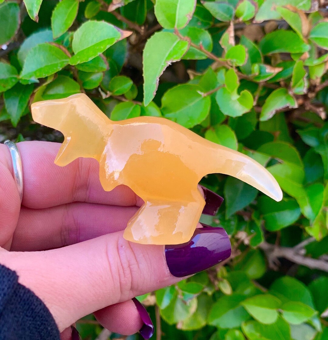 Small Orange Calcite T-rex Stone Carving, Tyrannosaurus Rex Dino ...