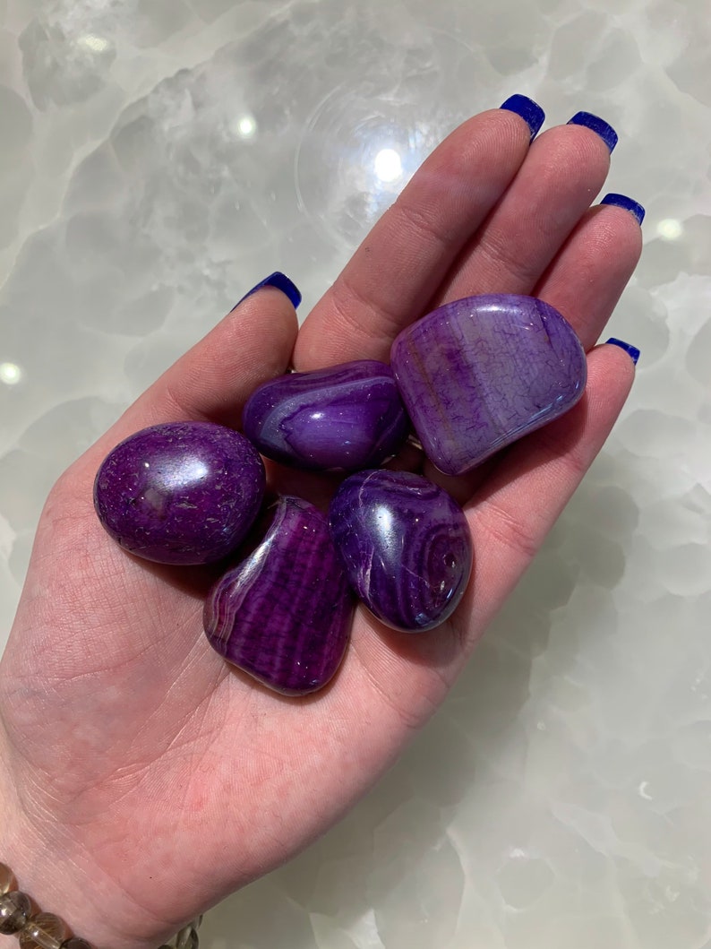 Purple Agate Tumbled Stone Agate Purple Agate Crown Chakra - Etsy