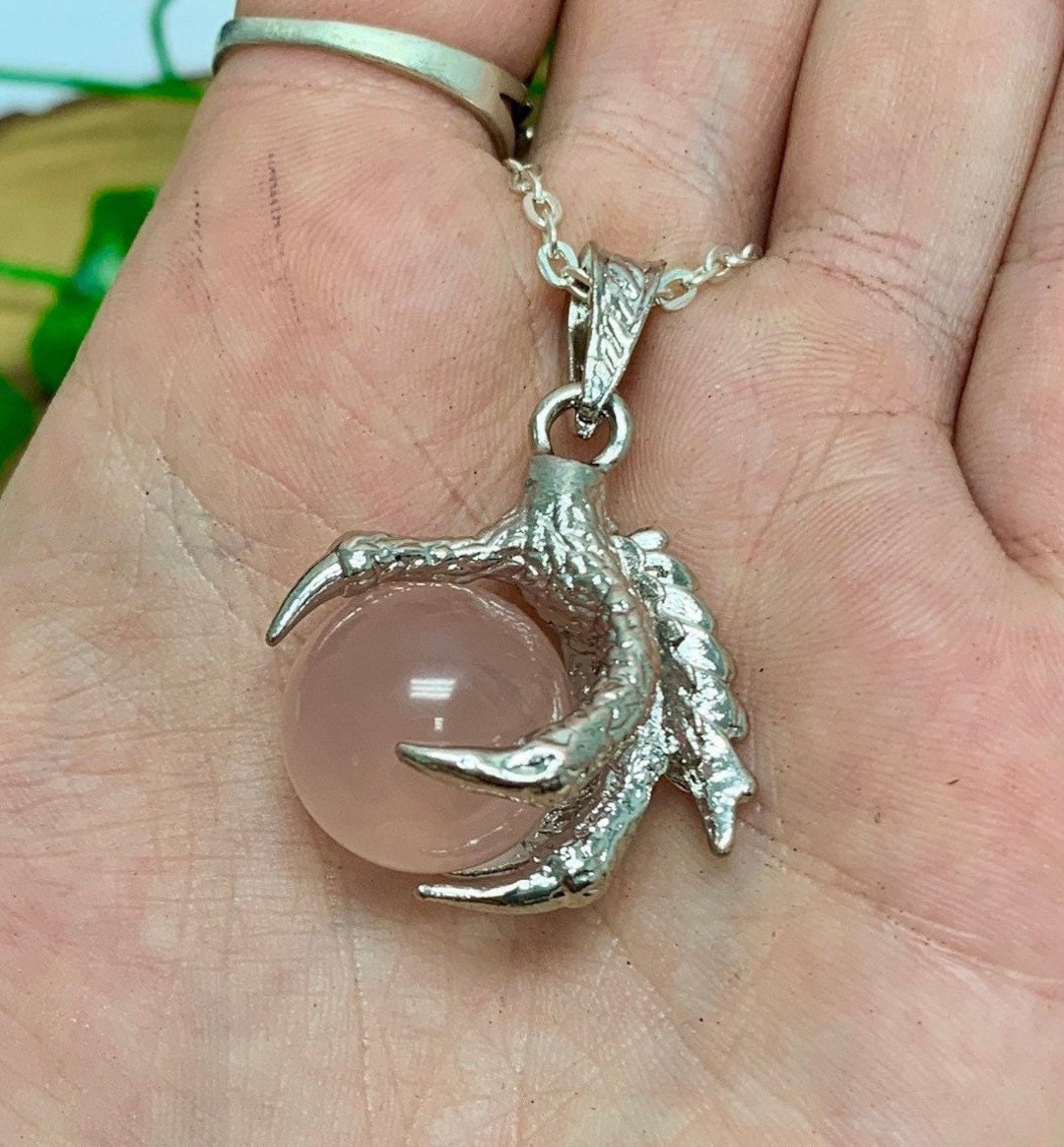 Rose Quartz Dragon Claw Necklace, Self Love Stone, Claw Pendant, Rose ...