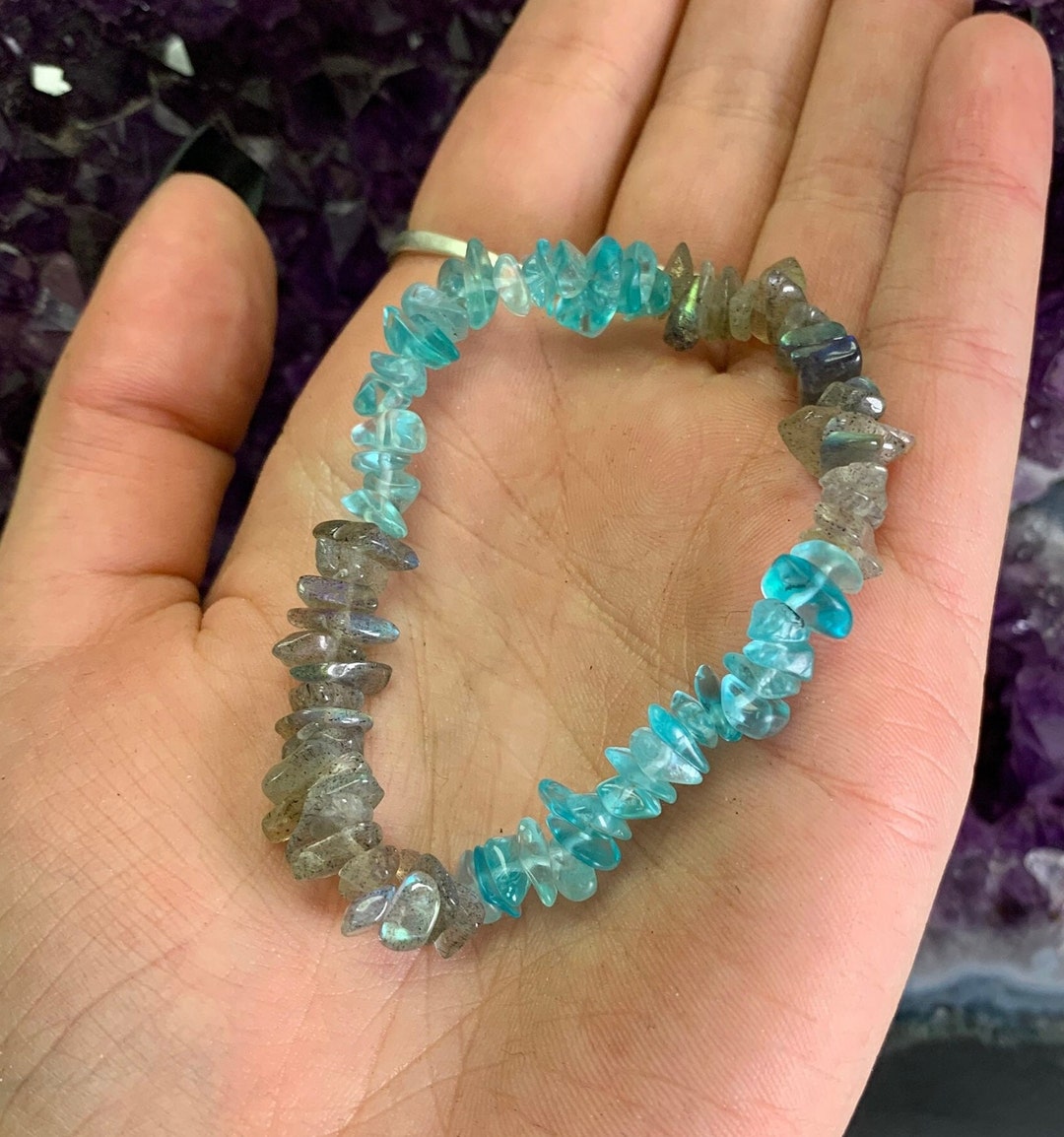 One Labradorite and Apatite Mix Stone Chip Bracelet, Labradorite ...
