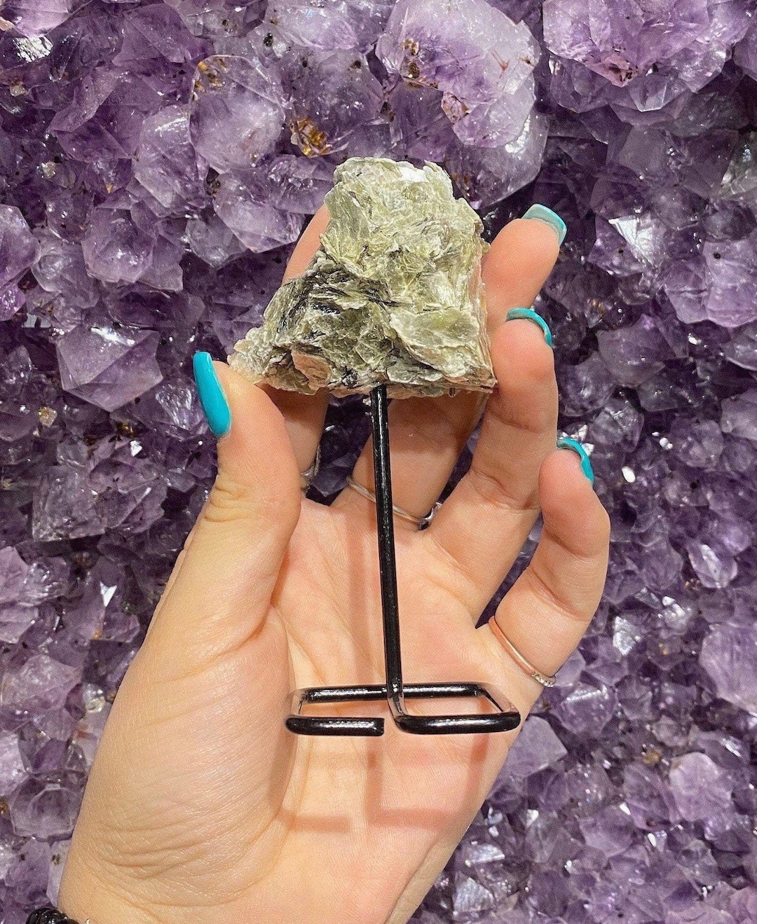 Rough Gold Mica on Metal Stand, Raw Gold Muscovite, Gold Mica Chunk on ...