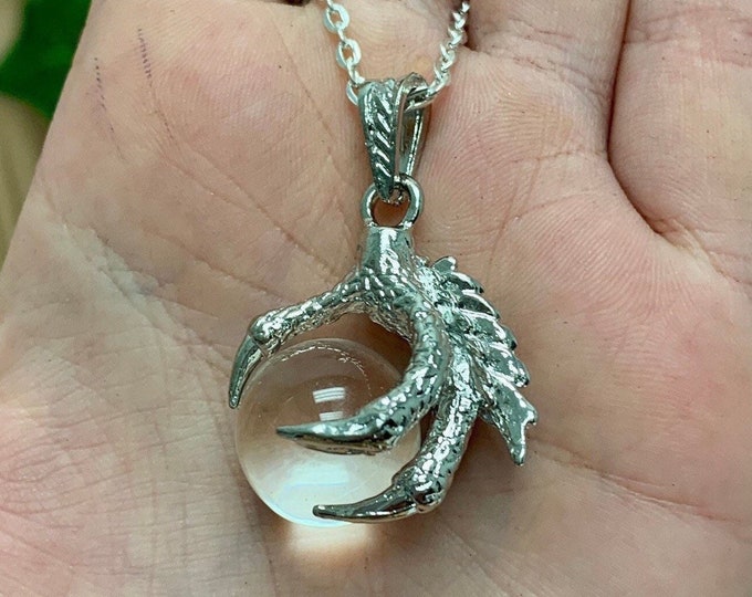Clear Quartz Dragon Claw Necklace, Crystal Claw Pendant, Clear Quartz ...