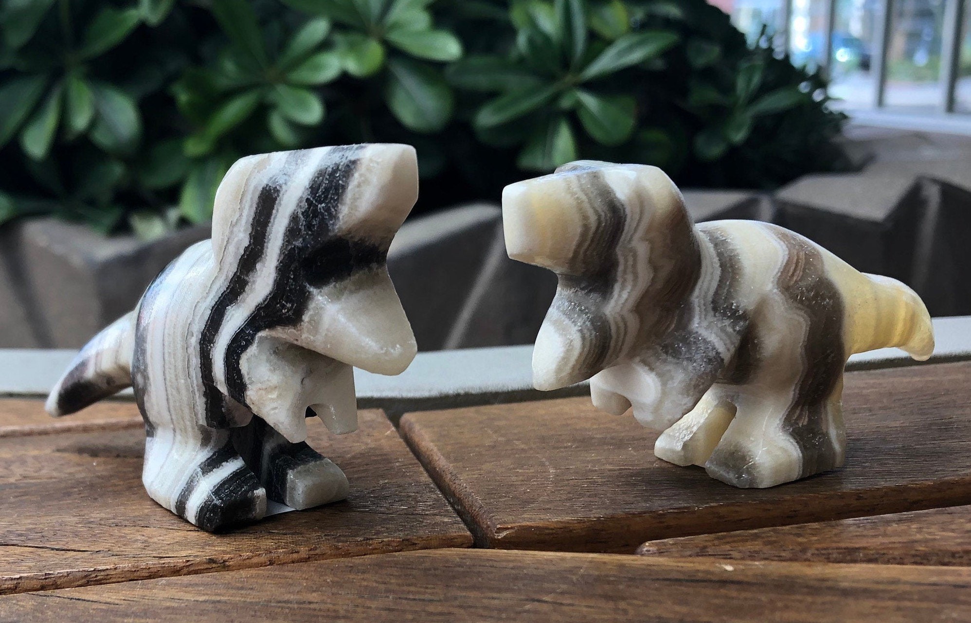 Zebra Onyx Small T-rex Stone Carving, Polished Tyrannosaurus Rex ...
