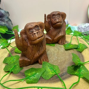 One Teak Wood Funny Monkey Middle Finger Carving, Gag Gift, Bachelor ...