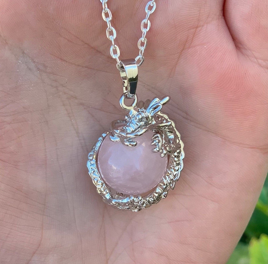 Rose Quartz Dragon Wrap Necklace, Dragon Pendant, Rose Quartz Dragon ...