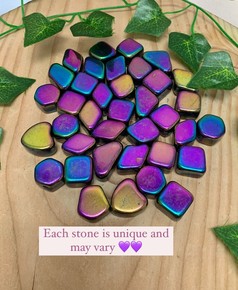 One Aura Hematite Tumbled Stone Rainbow Aura Hematite - Etsy