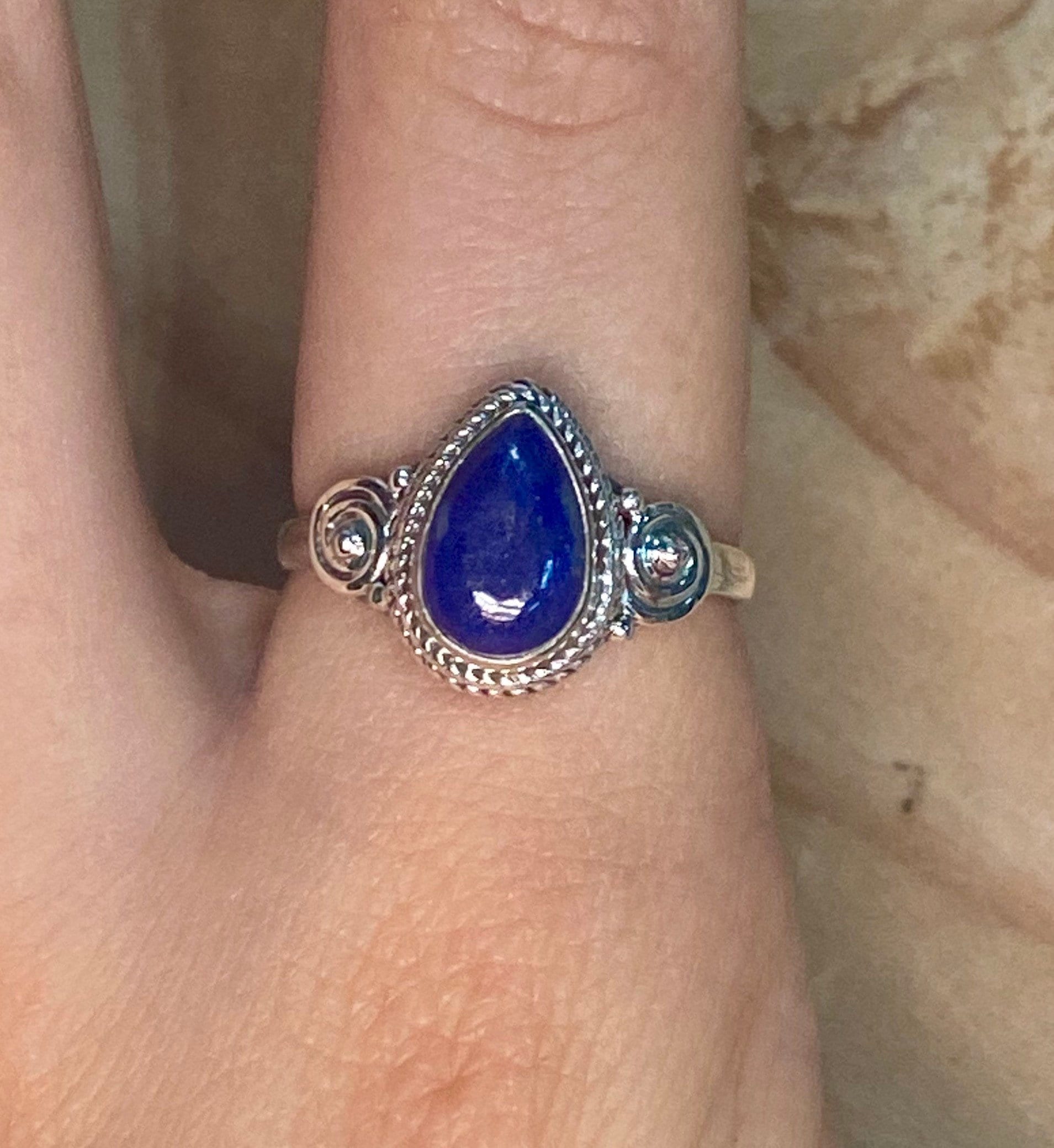 Teardrop Swirl Lapis Lazuli Sterling Silver Ring, Genuine Lapis Lazuli ...