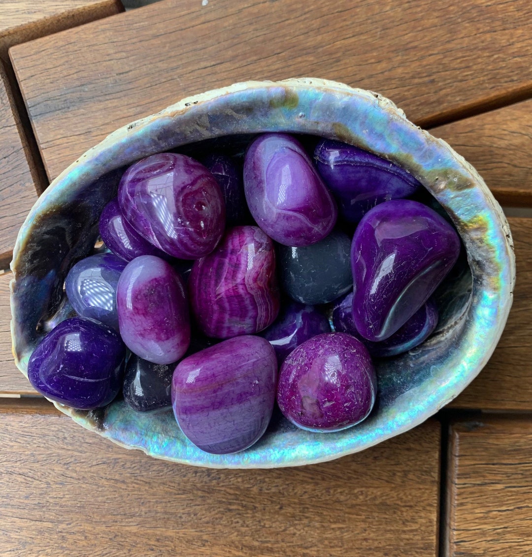 Purple Agate Tumbled Stone Agate Purple Agate Crown Chakra - Etsy
