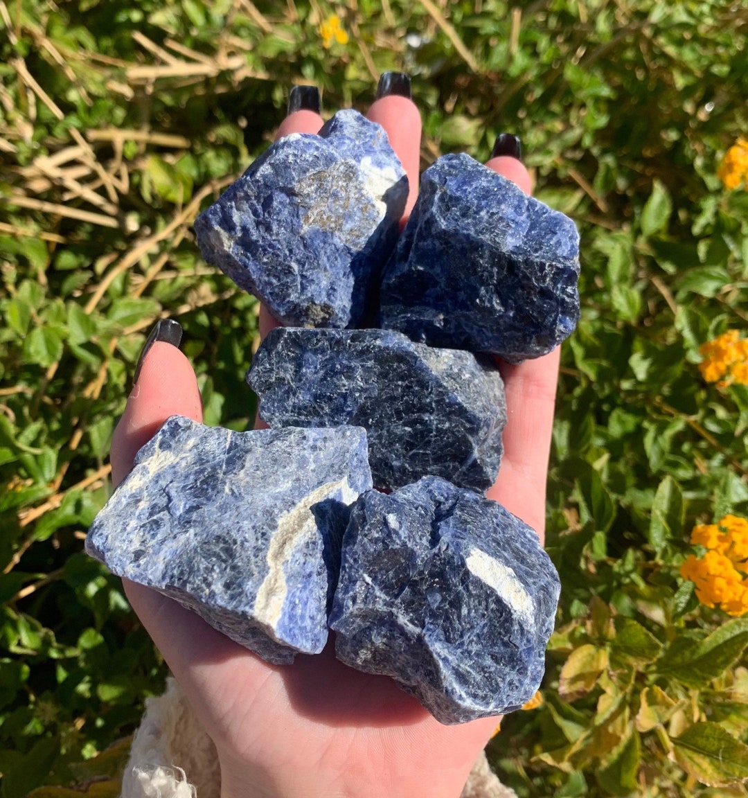 One Rough Sodalite Chunk, Raw Sodalite Piece, Natural Crystal, Rough Sodalite Rock, Throat ...
