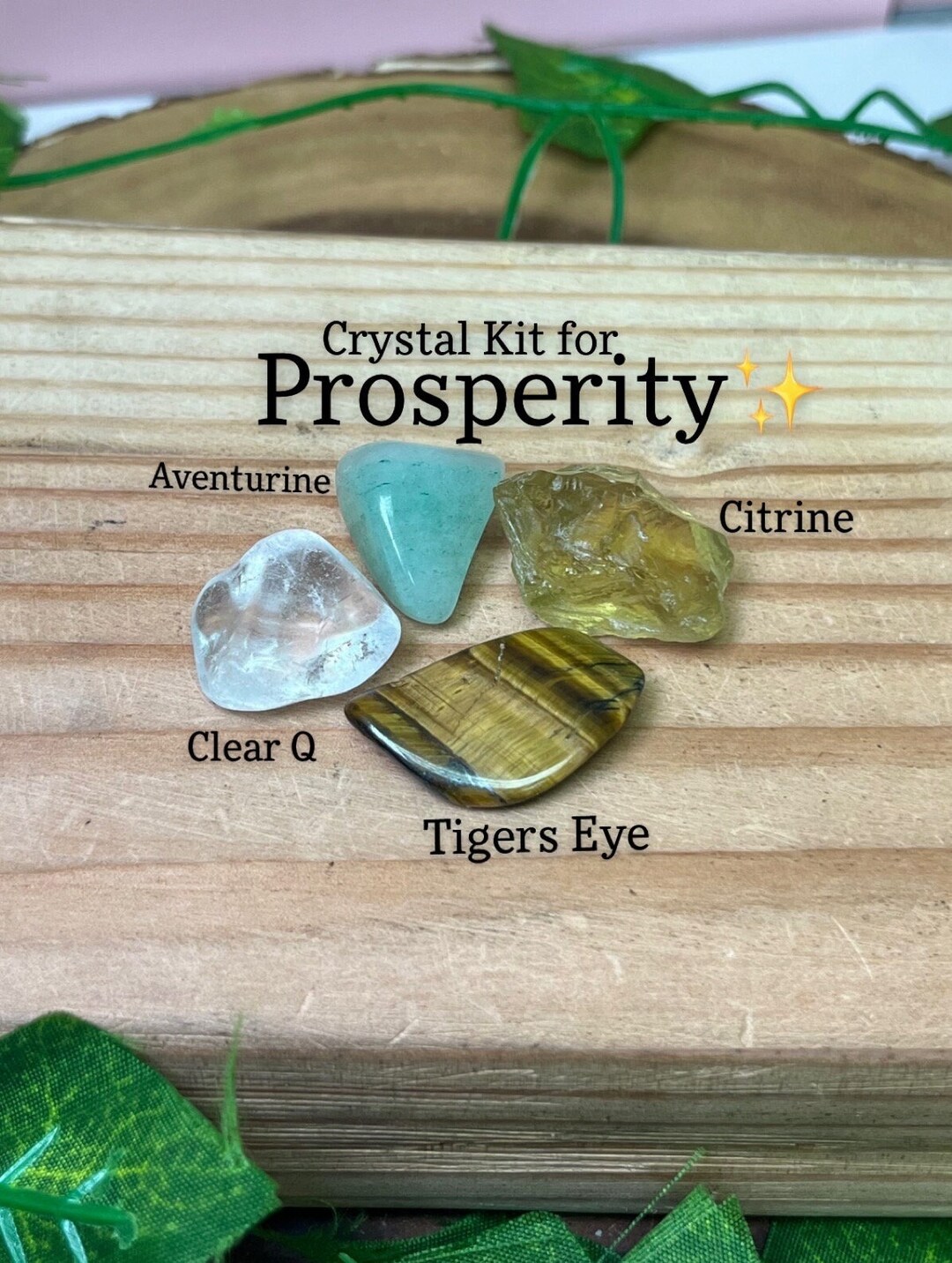 Crystal Kit for Wealth and Prosperity, Stone Bundle for Money and ...