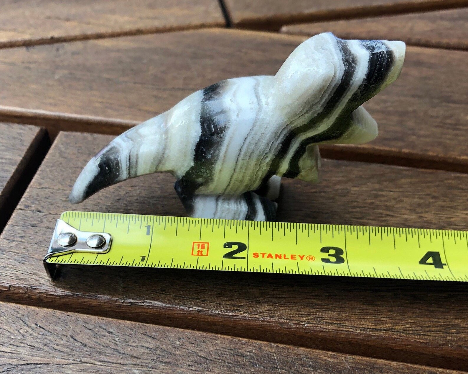 Zebra Onyx Small T-rex Stone Carving, Polished Tyrannosaurus Rex ...