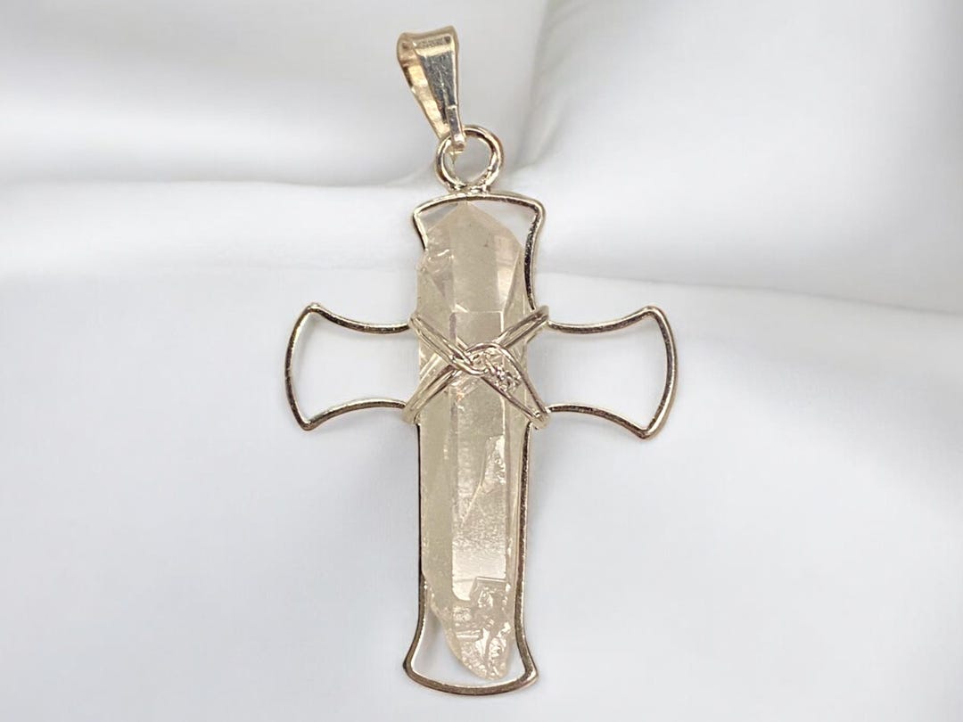 One Clear Quartz Cross Pendant, Clear Quartz Necklace, Crystal Cross ...
