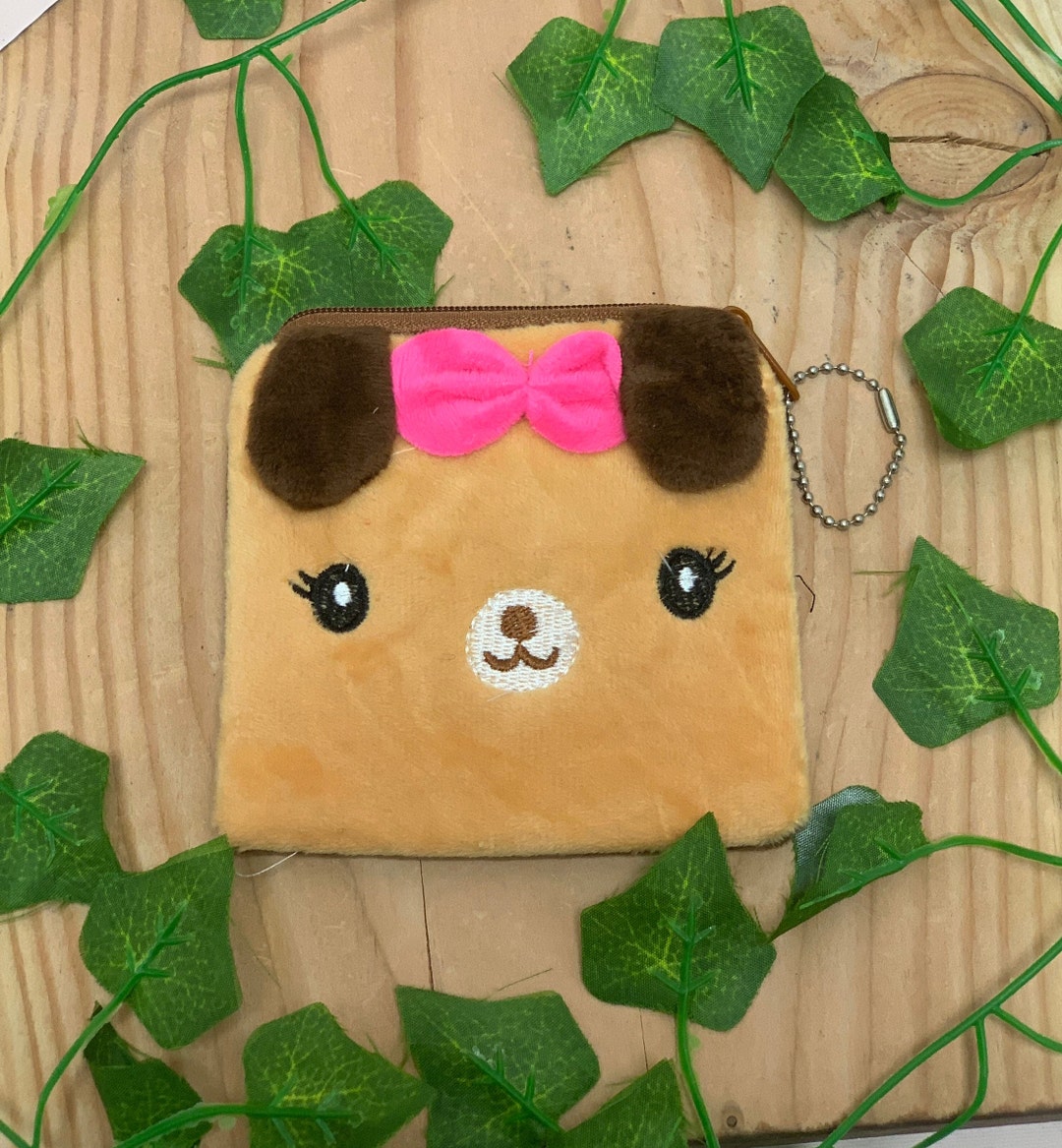 Brown Dog Fuzzy Velvet Animal Pouch, Cute Dog Bag, Zipper Crystal Bag ...