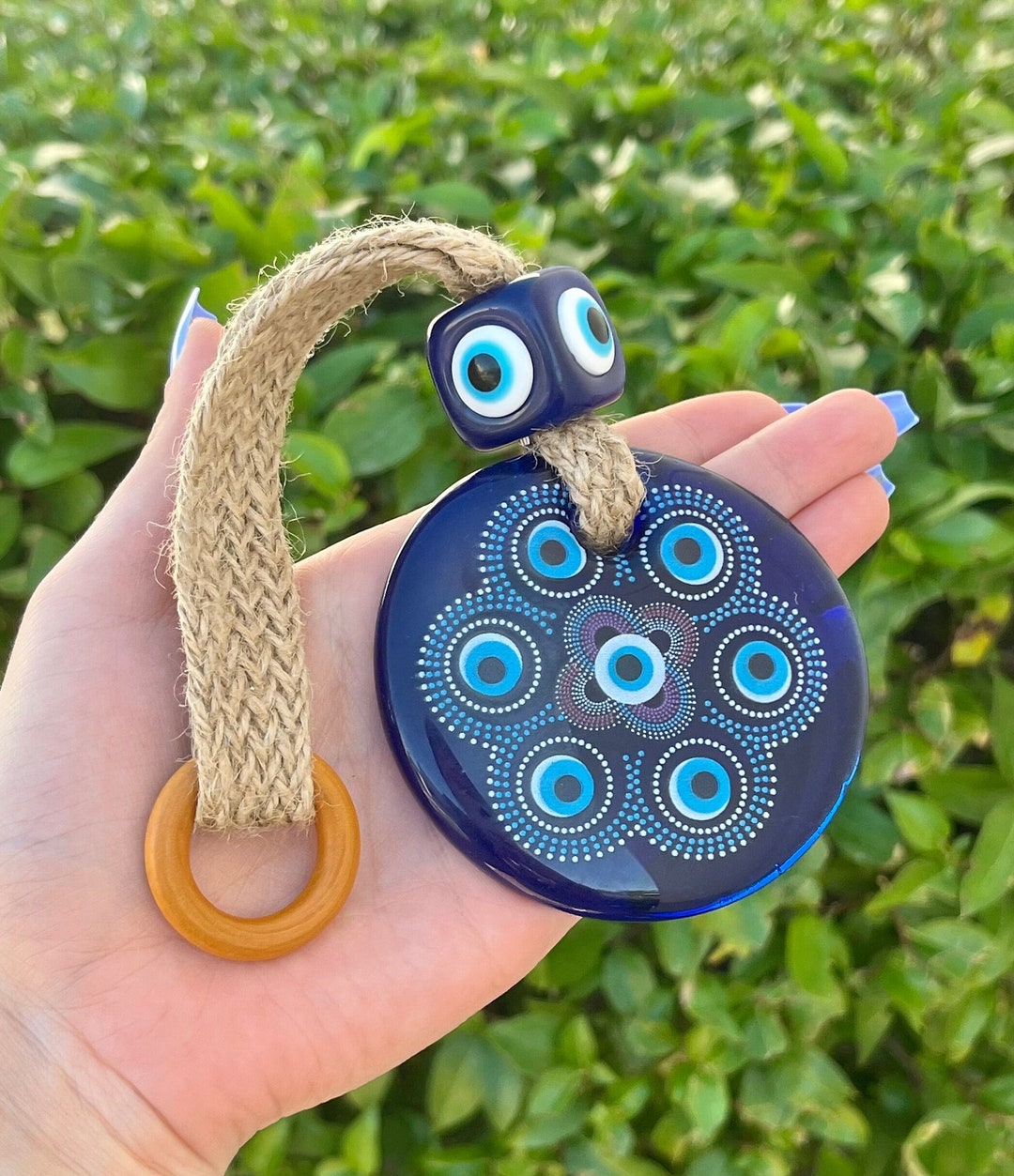 Handmade Glass Evil Eye Kaleidoscope Design, Colorful Protection Decor ...