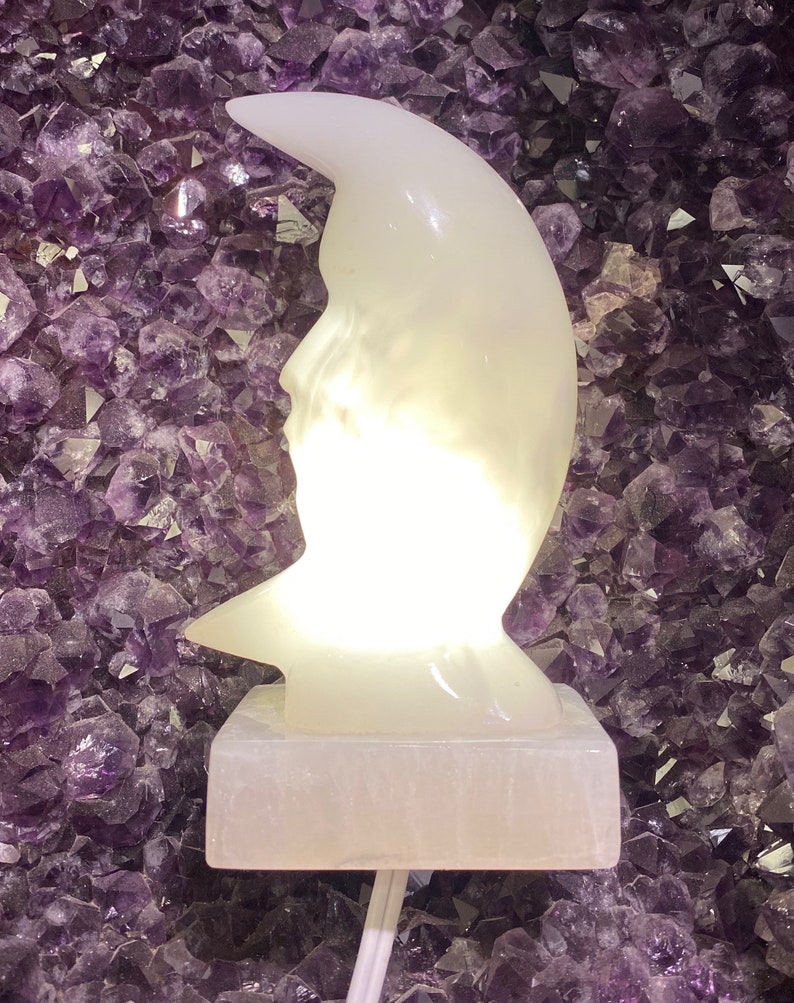 Onyx Moon Lamp White Moon Lamp Moon Shape Lamp Crescent | Etsy