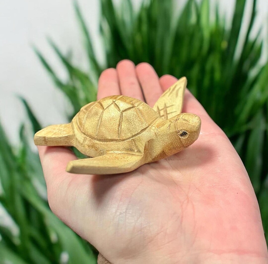 One Hand-carved Teak Wood Sea Turtle, Wooden Turtle Gift, Zen Ocean ...