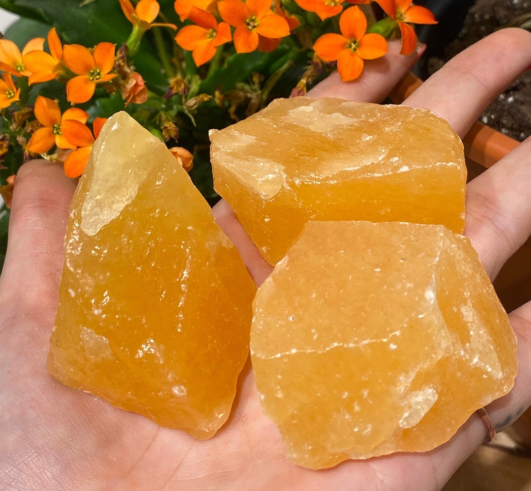 One Natural Orange Calcite Chunk, Mexican Rough Orange Calcite, Raw ...