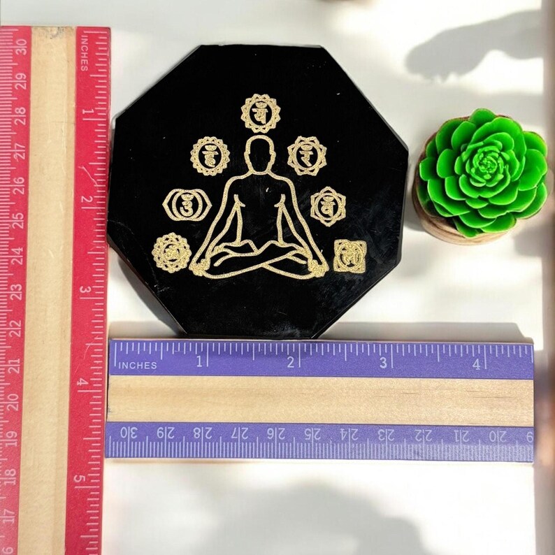 Black Agate Crystal Charging Plate 3-3.5”– Choose Tree of Life, Chakra ...