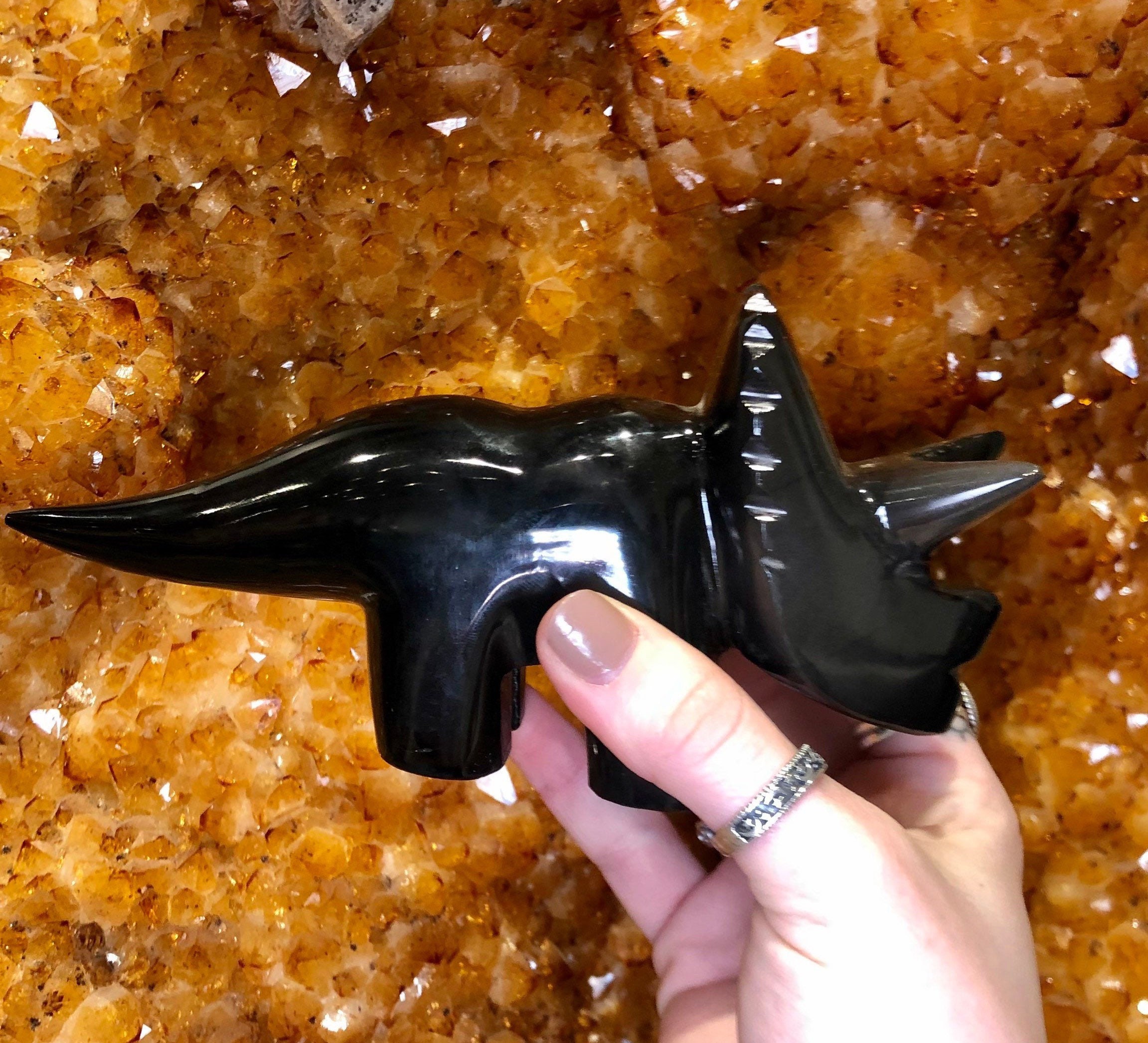 Black Onyx Large Triceratops Onyx Dinosaur Dinosaur Carving - Etsy