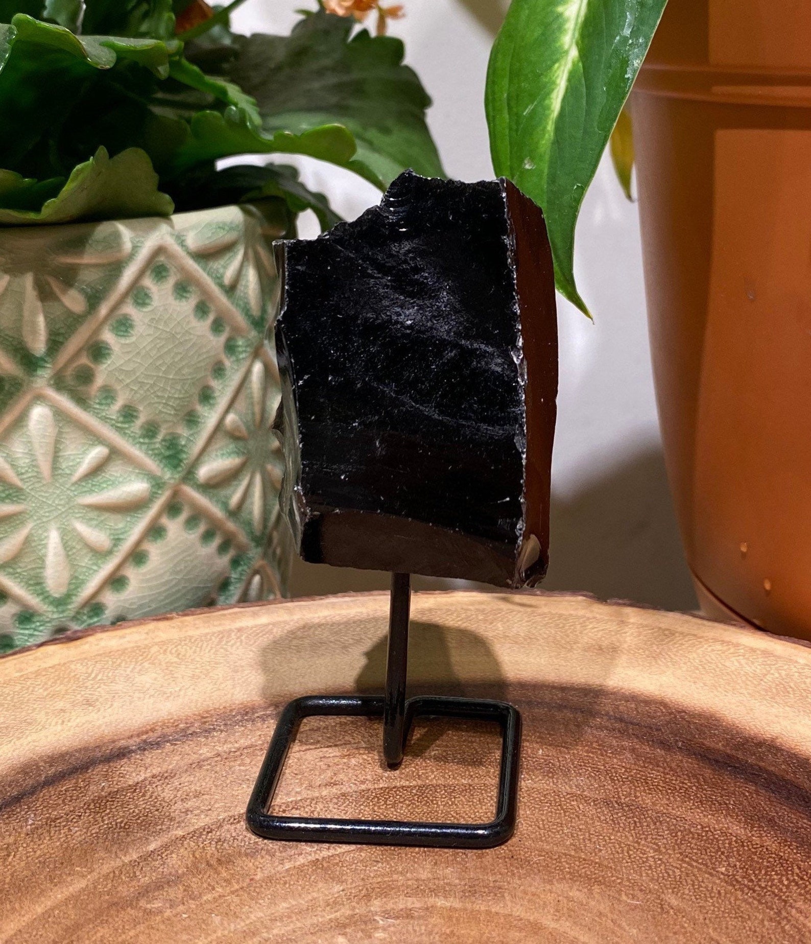 Rough Obsidian on Metal Stand Raw Obsidian Obsidian Chunk on - Etsy