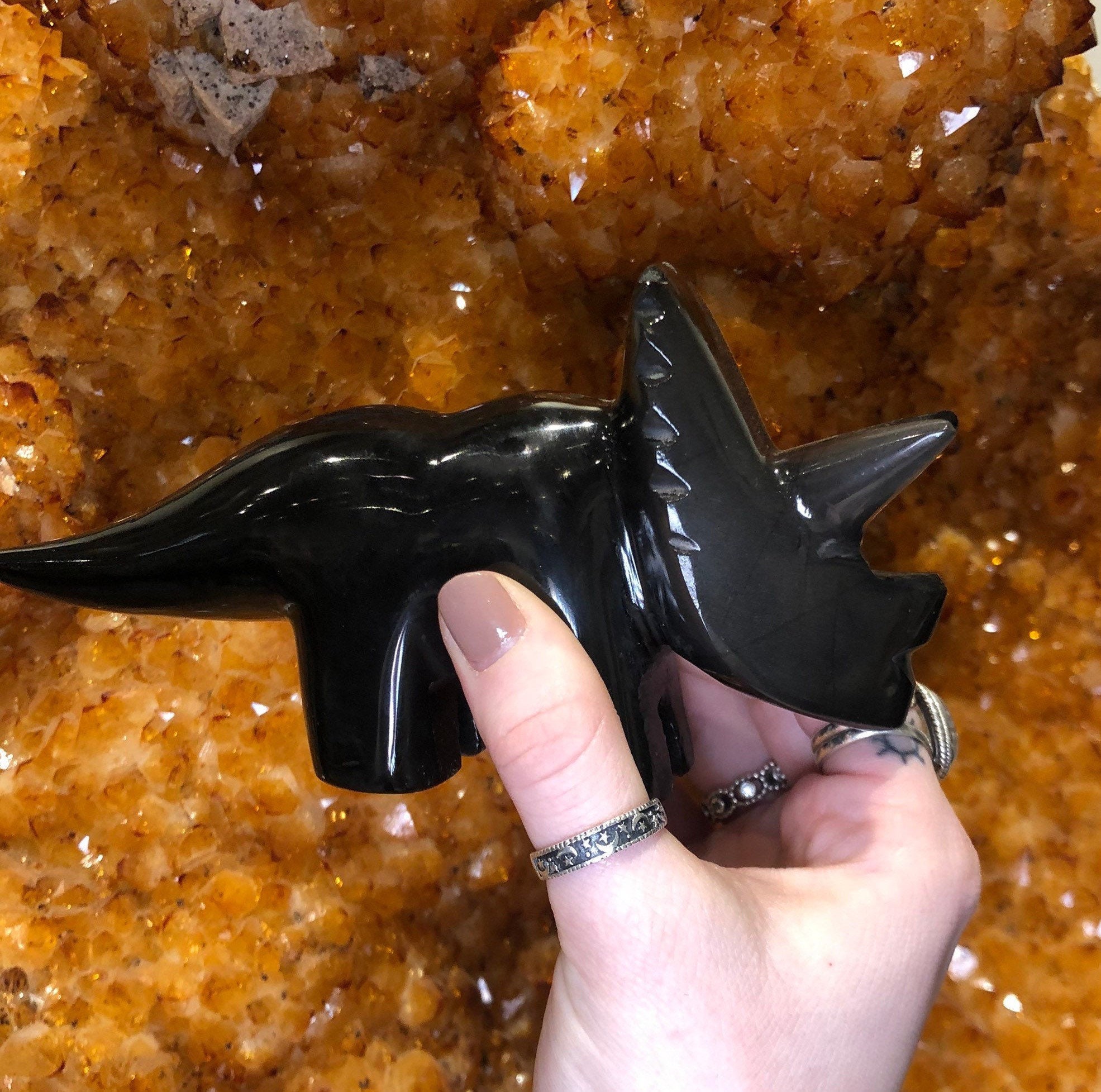 Black Onyx Large Triceratops Onyx Dinosaur Dinosaur Carving - Etsy