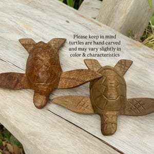 One Hand-carved Teak Wood Sea Turtle, Wooden Turtle Gift, Zen Ocean ...
