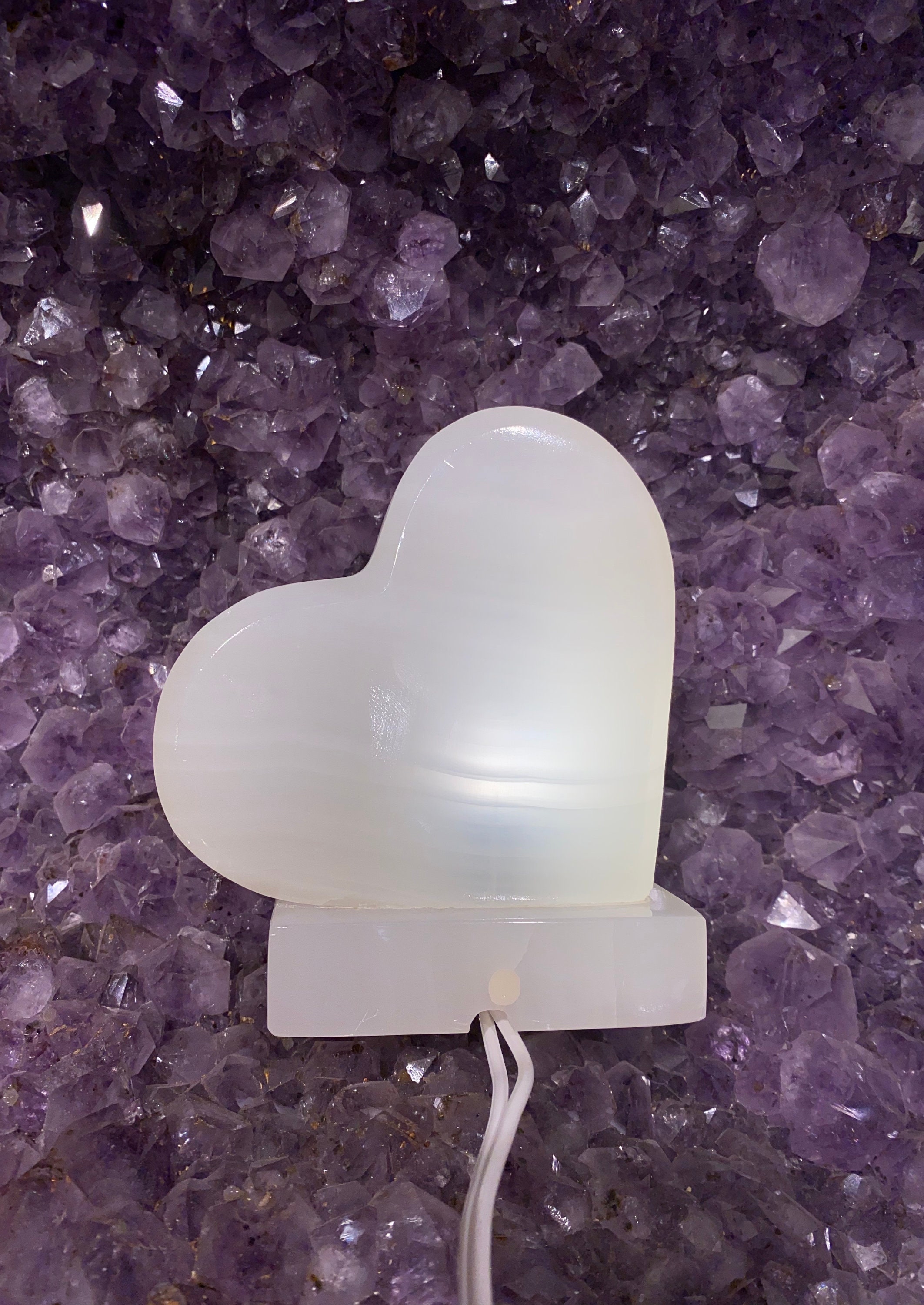Onyx Heart Lamp, White Heart Lamp, Heart Shape Lamp, Heart Shape ...