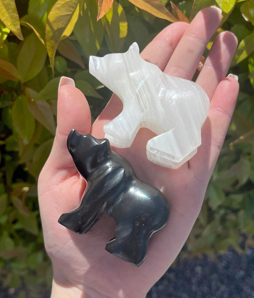 Small 2" White Onyx Polished Grizzly Bear (white or Black Onyx ...