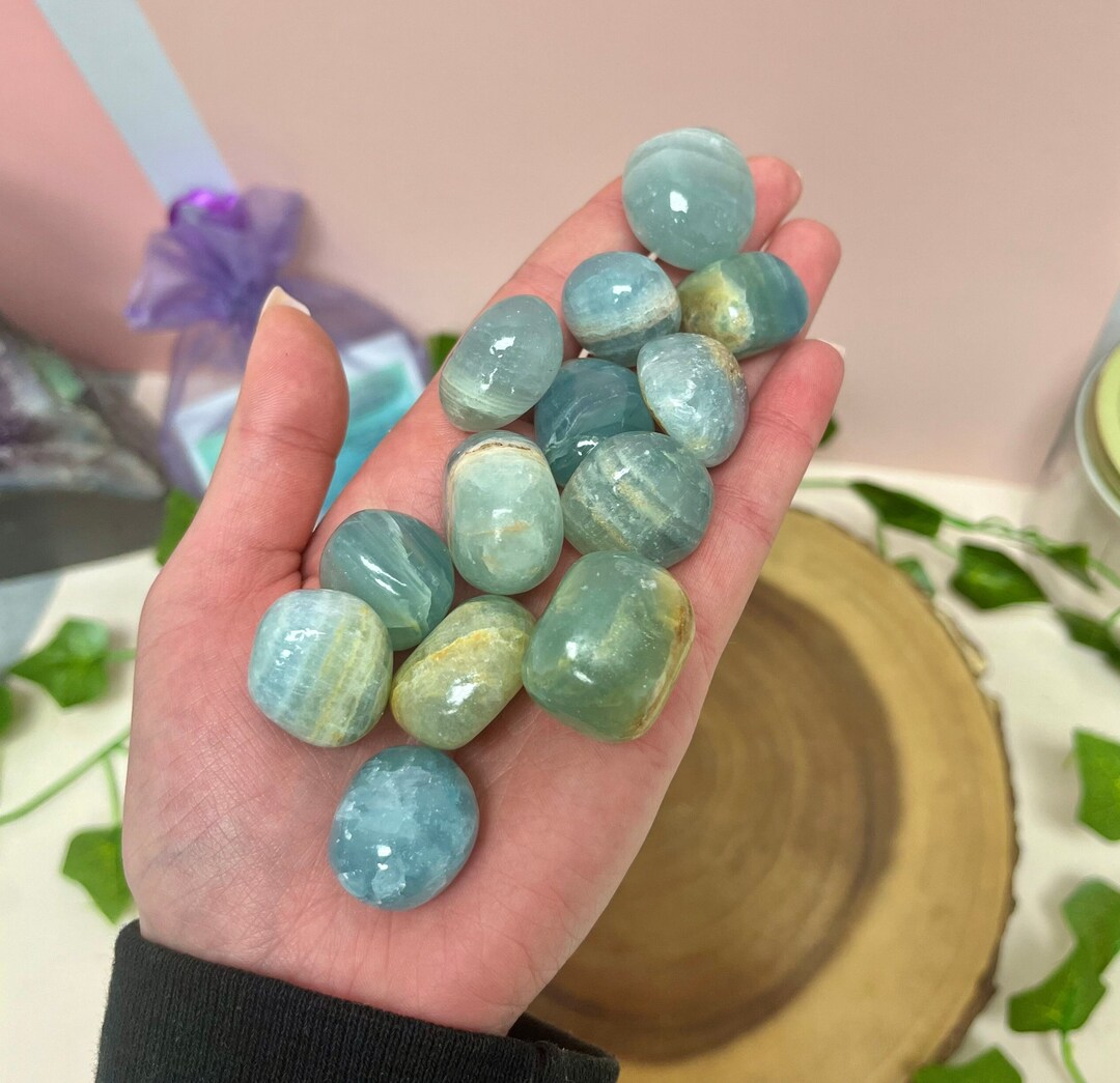 Argentinian Blue Calcite Tumbled One Argentinian Blue Calcite - Etsy