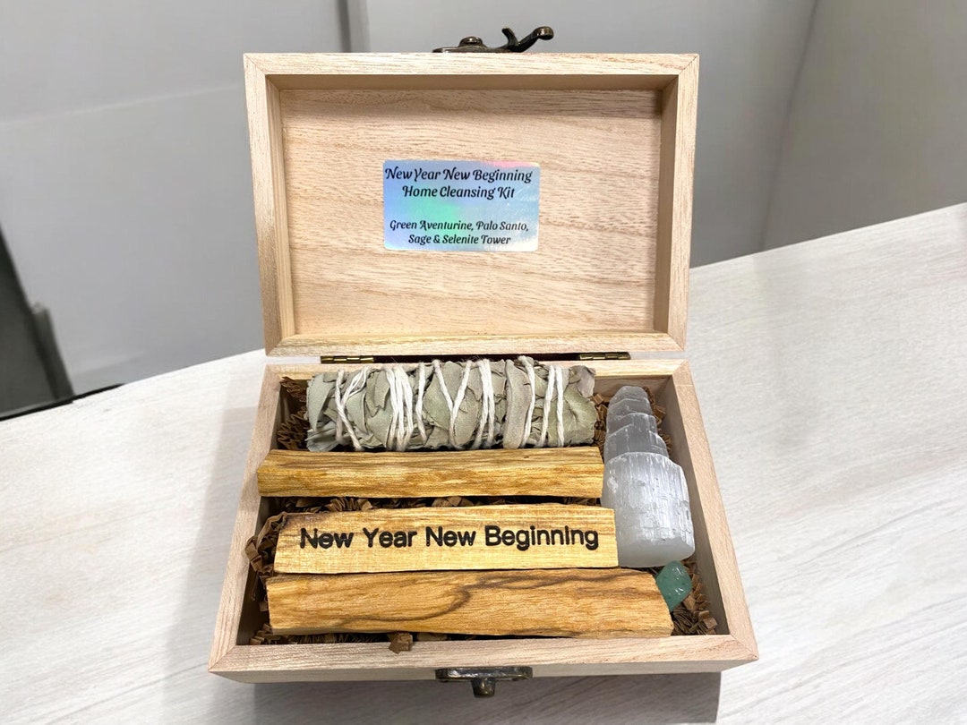 New Year New Beginning Kit-sage, Palo Santo, Selenite, Aventurine, House Warming Gift Kit ...