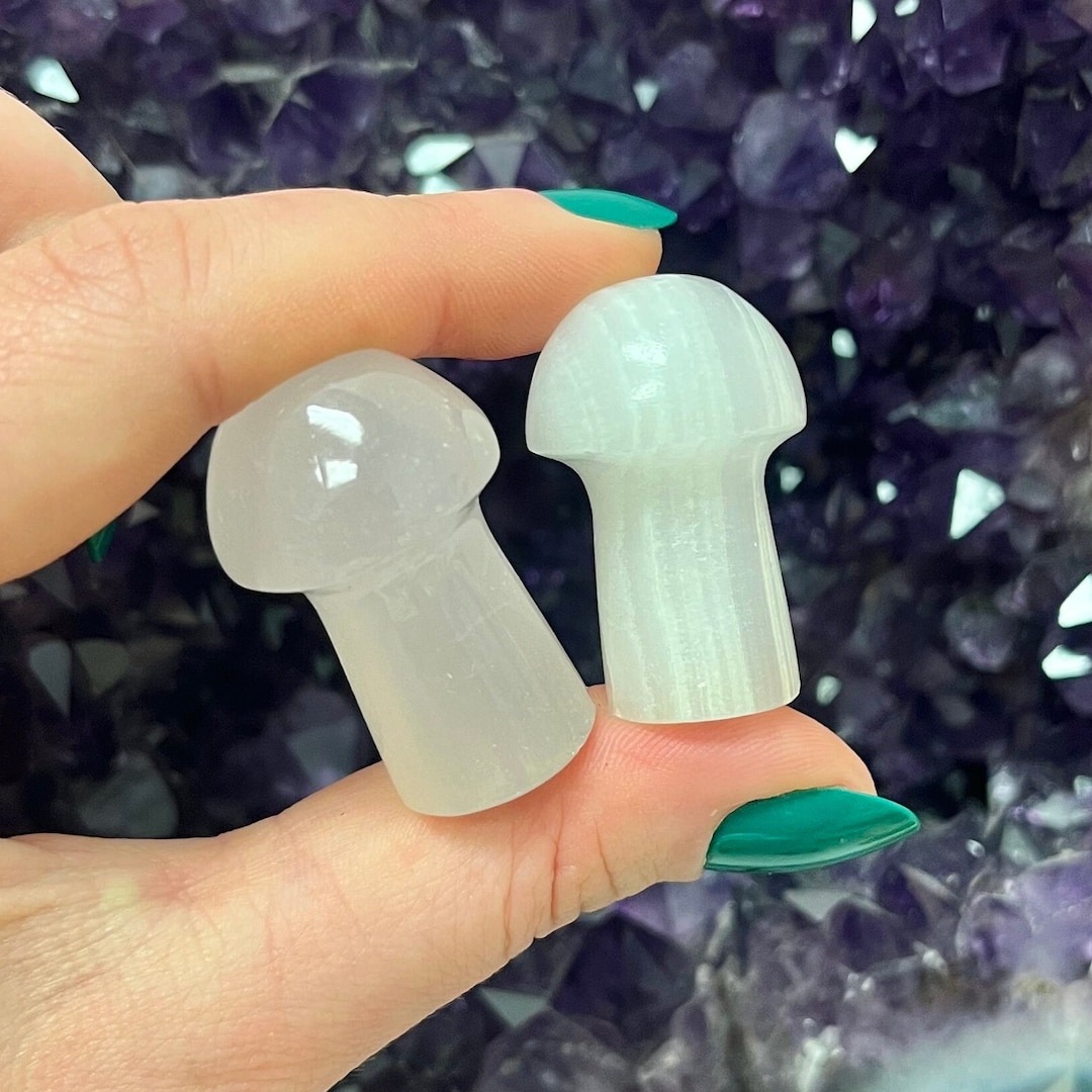 One Pink Calcite Mini Mushroom Carving, Pink Mangano Calcite Mushie ...