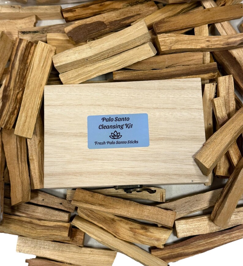 Palo Santo Cleansing Kit- Wooden Box With 5, 10, or 15 Sticks, Natural ...