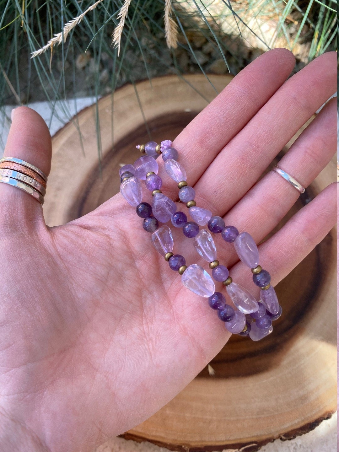 One 6mm Adjustable Zodiac Amethyst Beaded Bracelet, Stone Bracelet ...