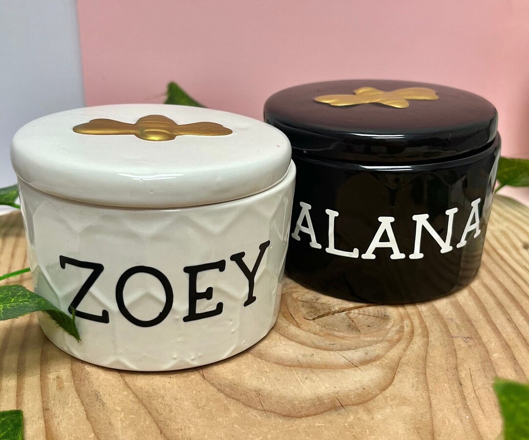 Personalized Ceramic Crystal Bumble Bee Trinket Jar, Cute Jewelry ...