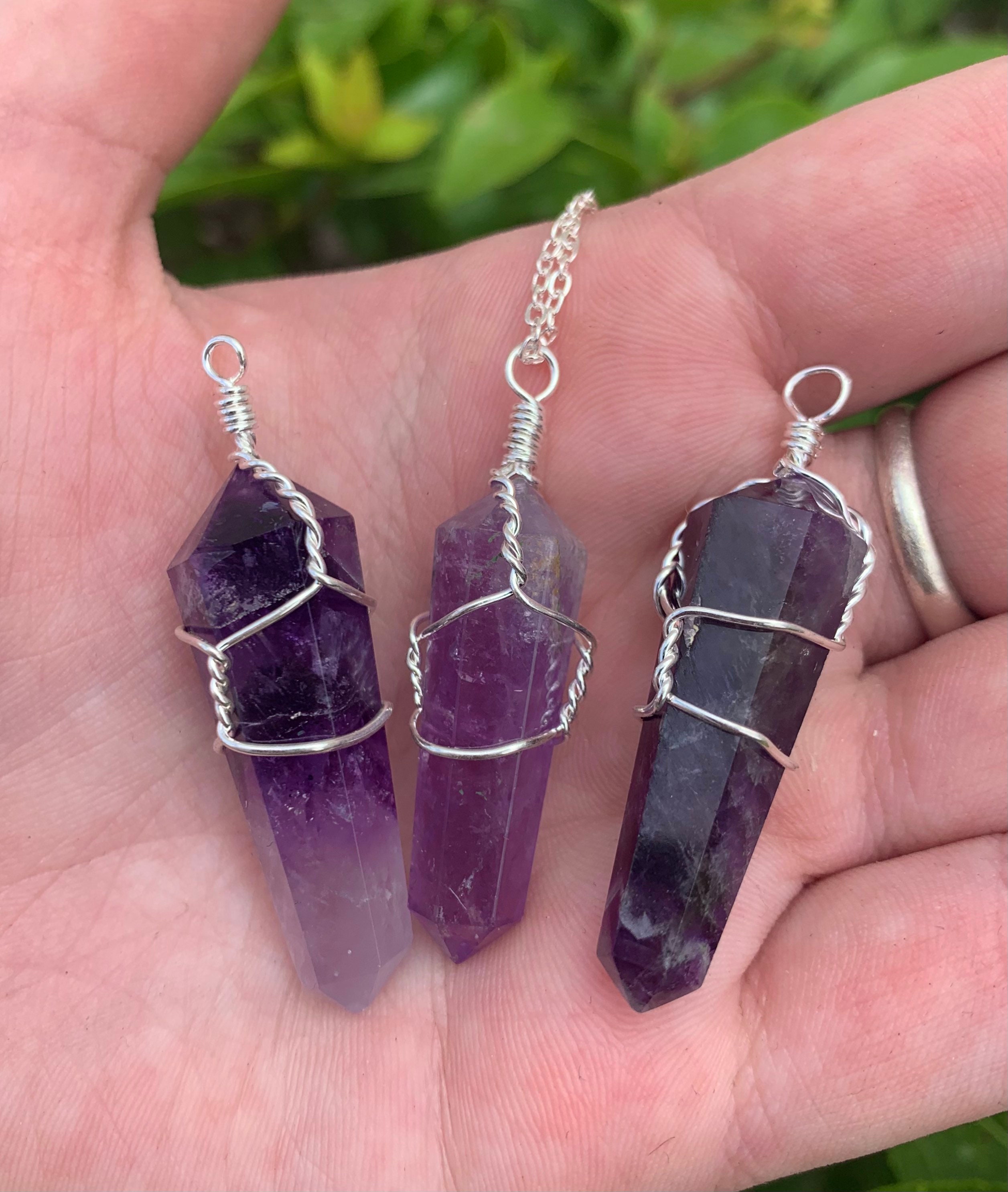 Wire Wrapped Amethyst Point Necklace Terminated Point Wire | Etsy