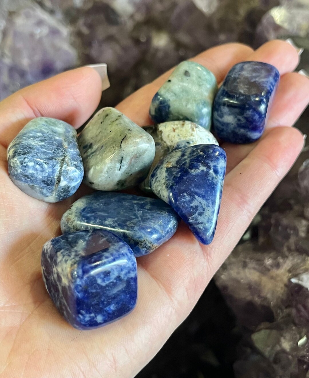 One Sodalite Tumbled, Throat Chakra, Energy Stone, Calming Healing ...