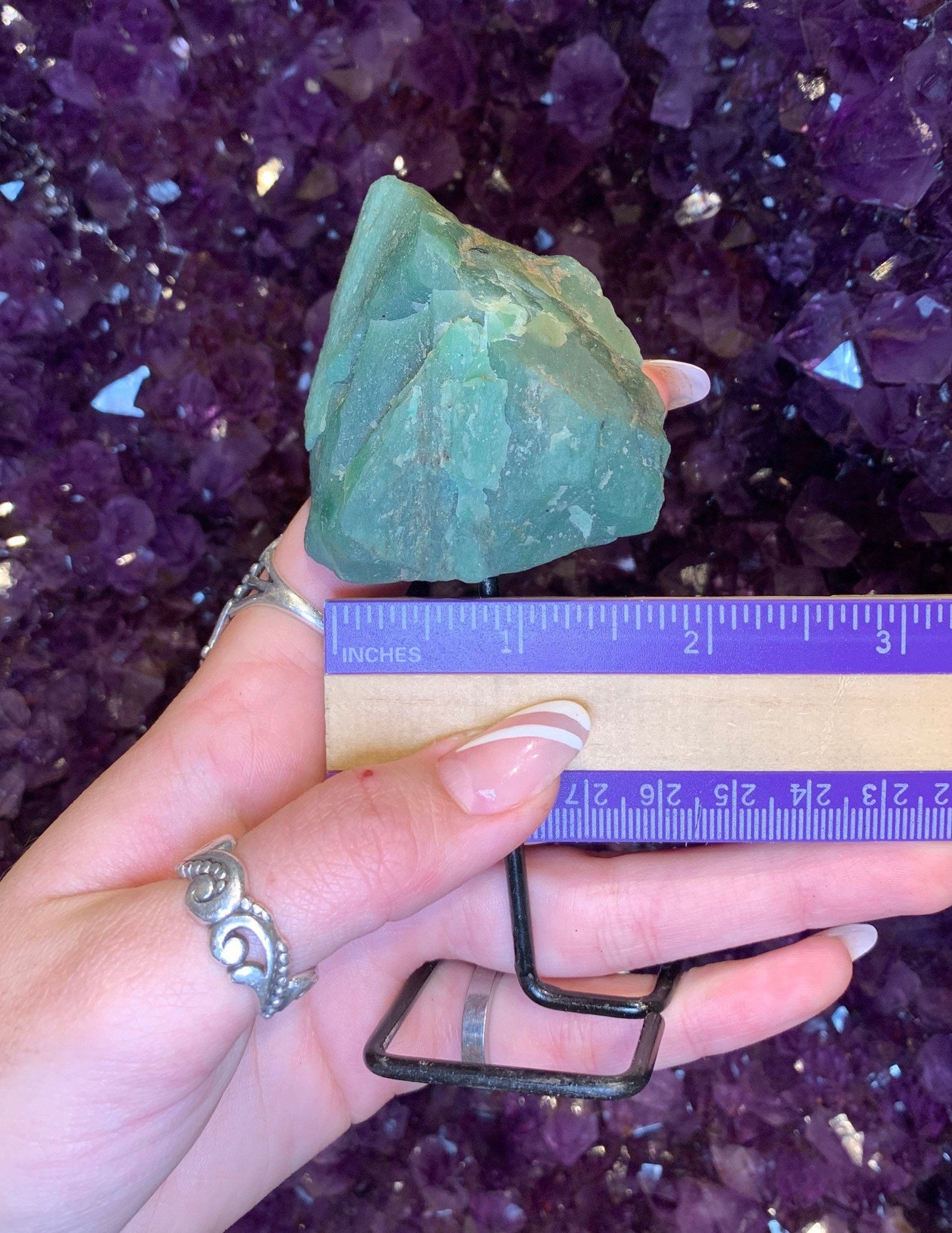 One Green Jasper Raw Stone on Metal Stand Rough Jasper Chunk | Etsy