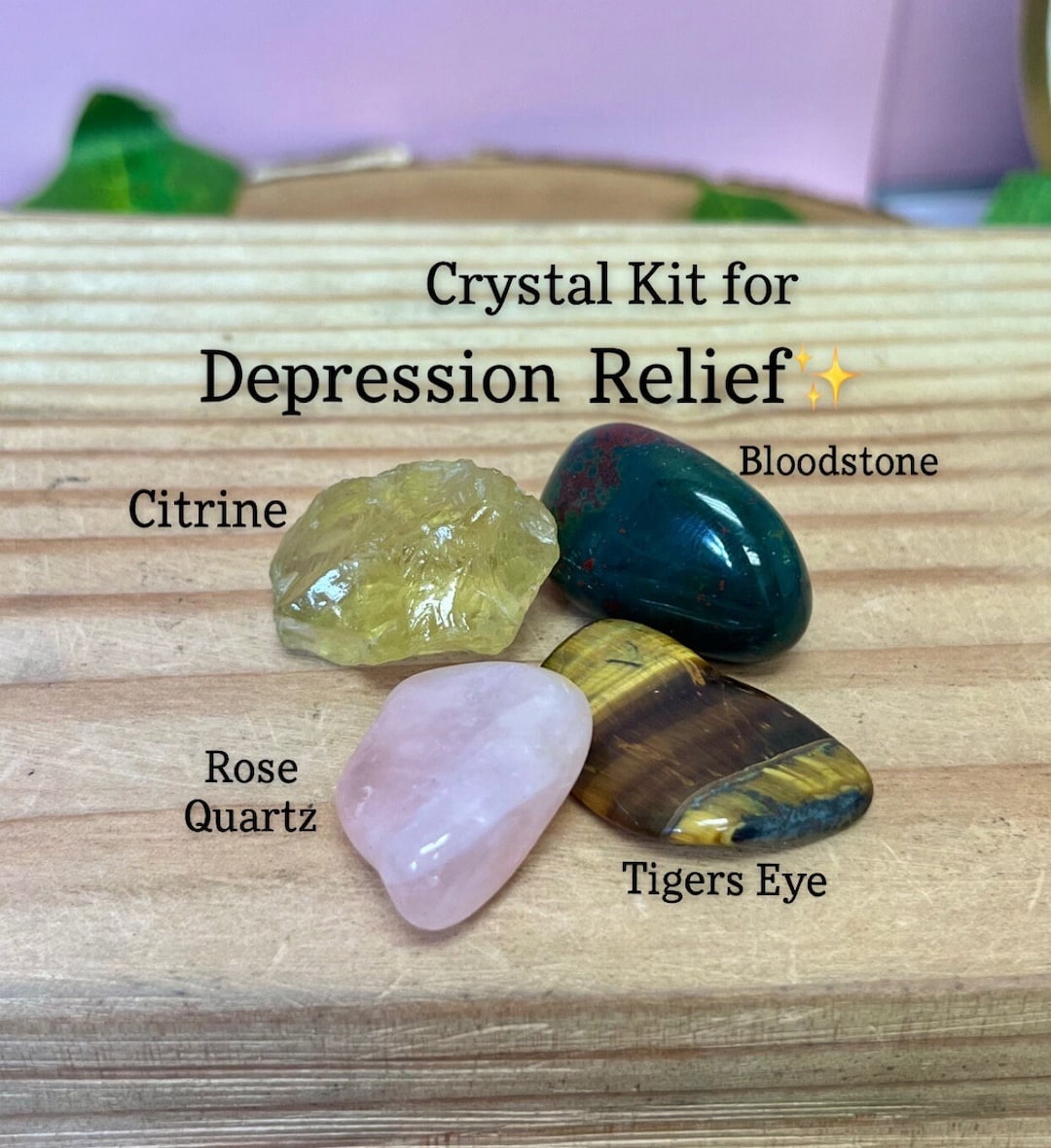 Crystal Kit for Depression Relief, Stone Bundle for Happiness and ...