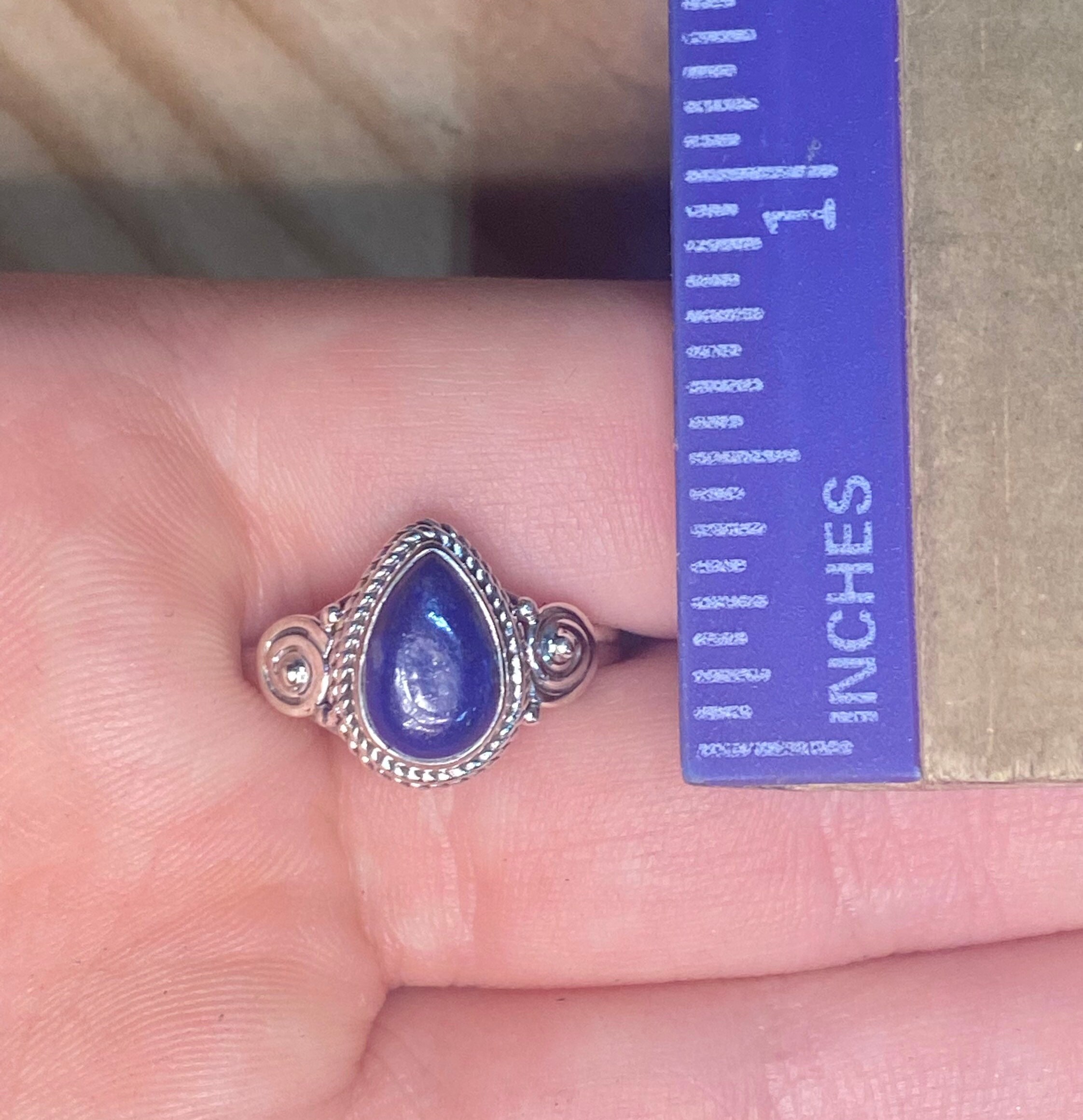 Teardrop Swirl Lapis Lazuli Sterling Silver Ring Genuine - Etsy