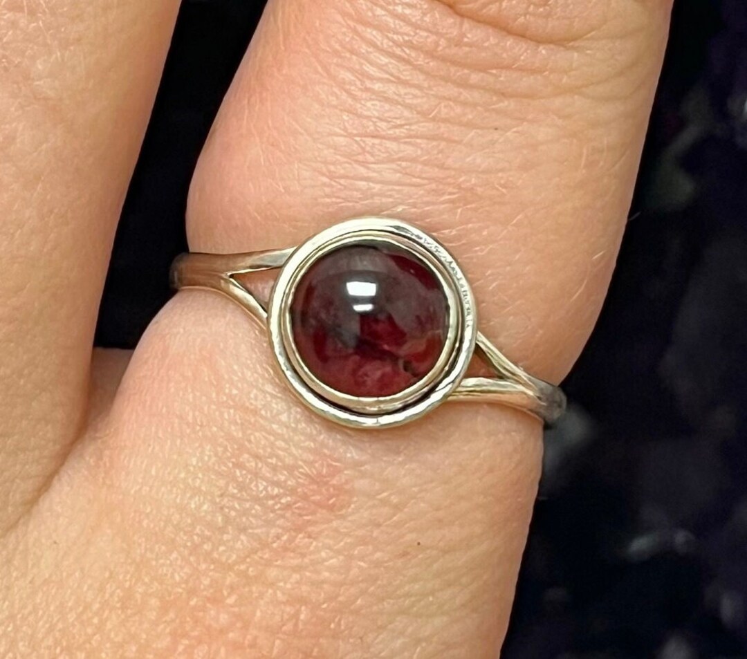 Round Twist Band Garnet Sterling Silver Ring, Rejuvenation Healing Energy, 925 Crystal Jewelry ...