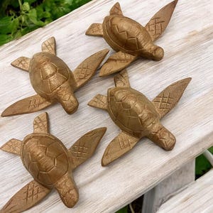 One Hand-carved Teak Wood Sea Turtle, Wooden Turtle Gift, Zen Ocean ...