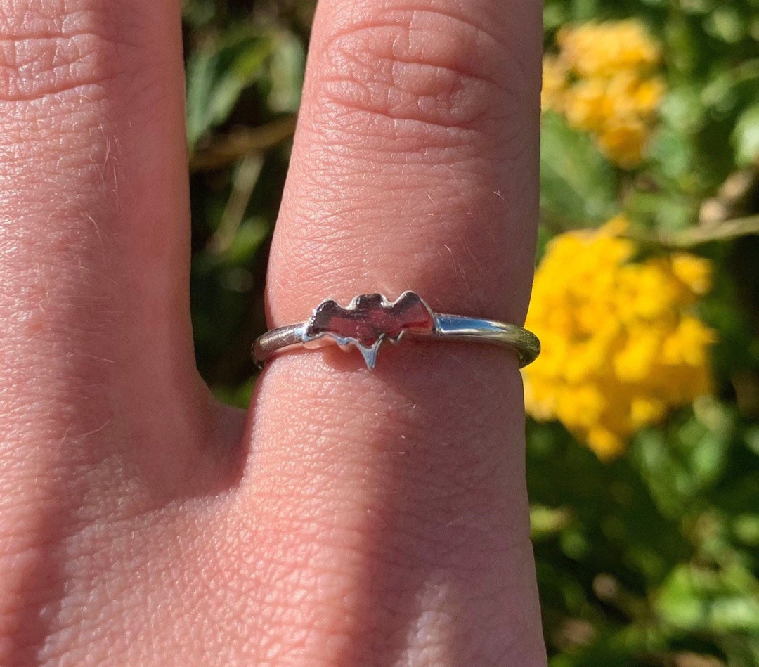 Sterling Silver Garnet Bat Ring • Gothic Birthstone Jewelry for Her ...