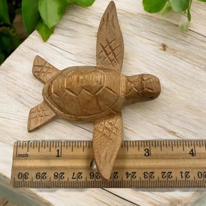 One Hand-carved Teak Wood Sea Turtle, Wooden Turtle Gift, Zen Ocean ...
