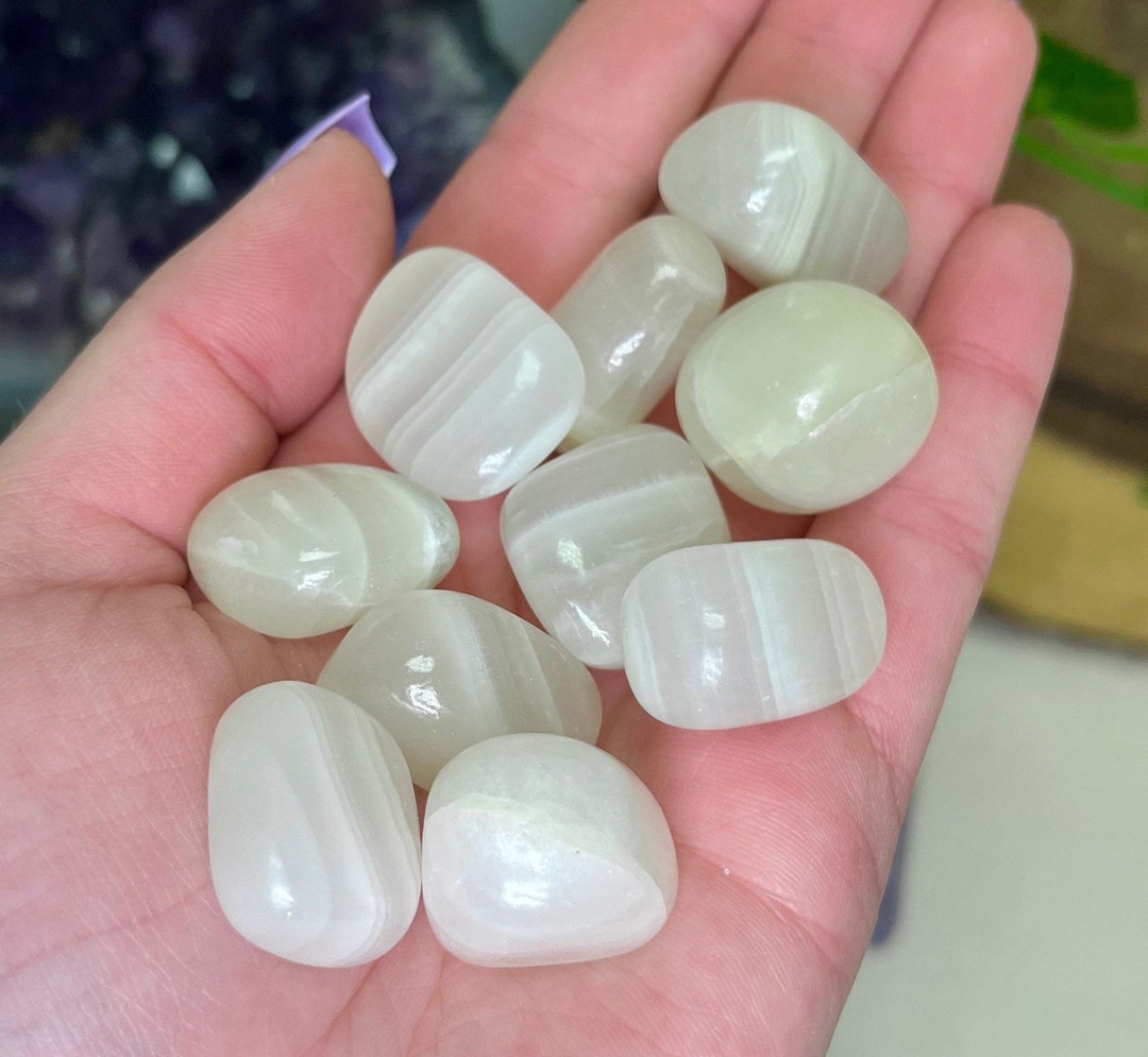 One White Calcite Tumbled Stone, Crown Chakra, Calcite, Energy Healing ...